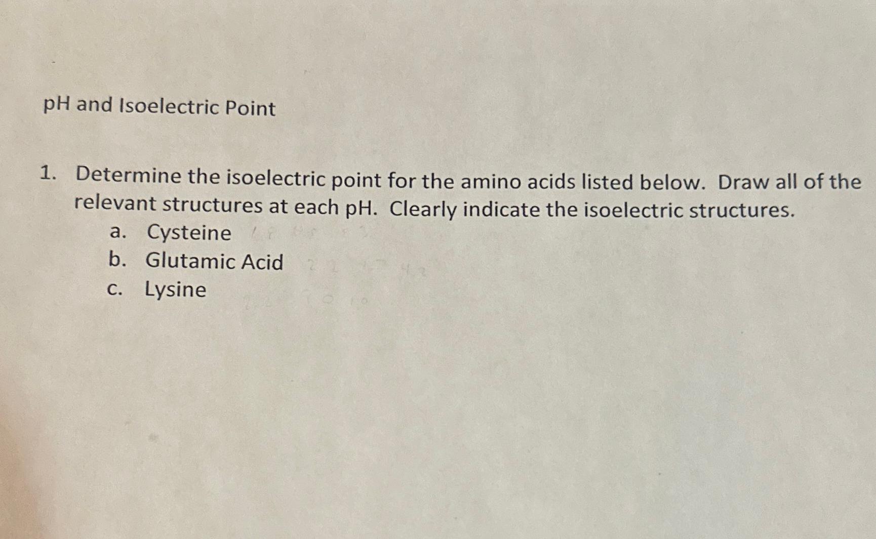 Solved pH ﻿and Isoelectric PointDetermine the isoelectric | Chegg.com