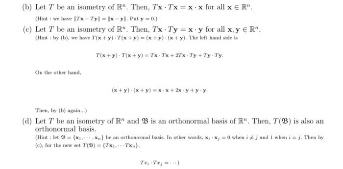 Solved 3. (5pt) (Isometry) A map between vector space should | Chegg.com