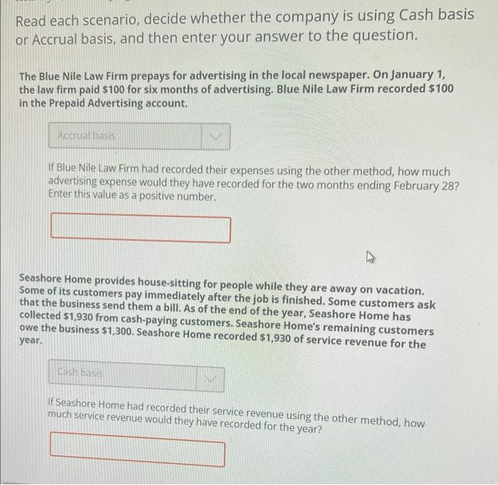 Solved Read each scenario, decide whether the company is | Chegg.com