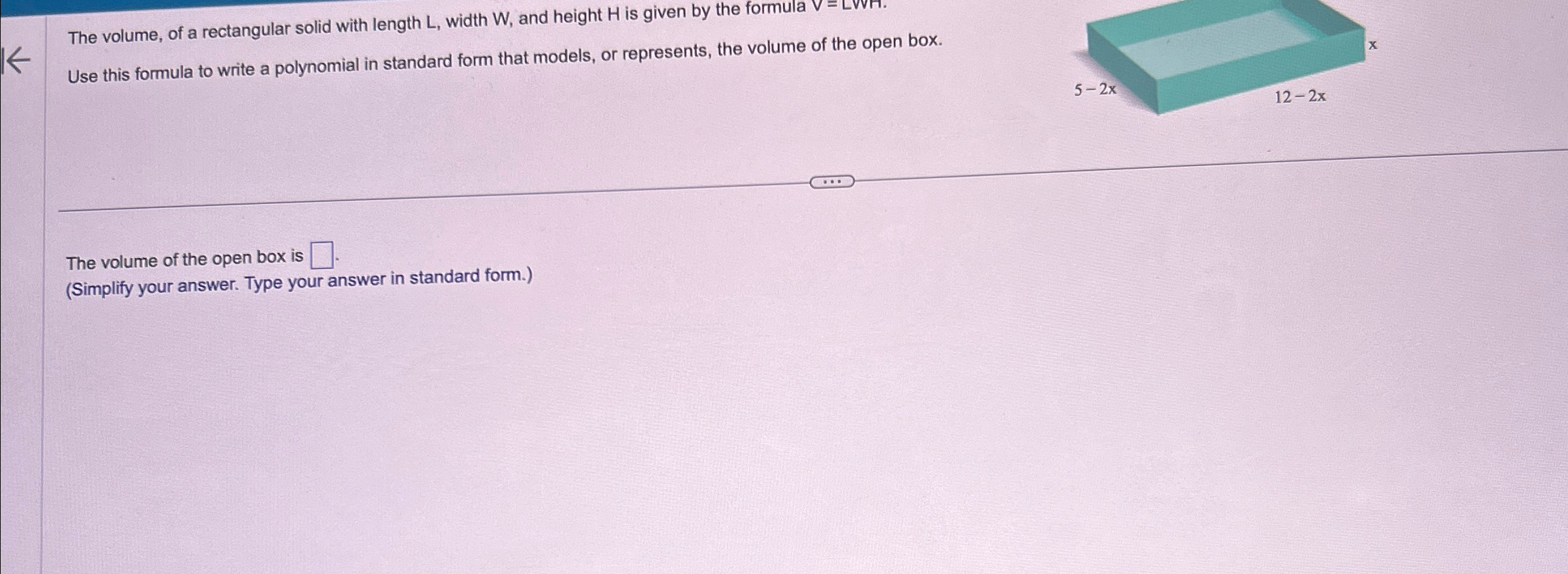 Solved The volume, of a rectangular solid with length L, | Chegg.com