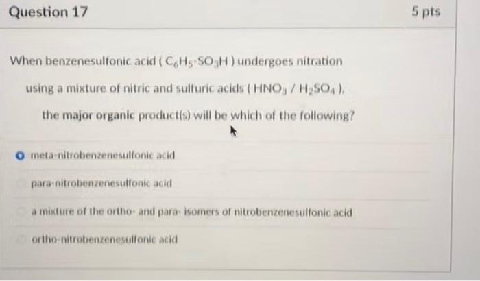 Solved When benzenesulfonic acid (C6H5−SO3H) undergoes | Chegg.com