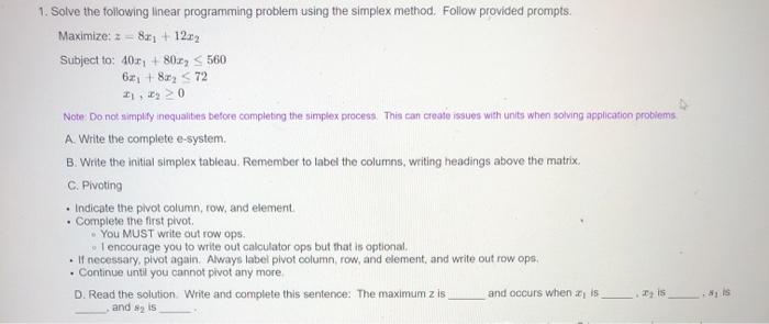 Solved 1. Solve the following linear programming problem | Chegg.com