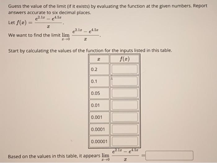 Solved Guess the value of the limit (if it exists) by | Chegg.com