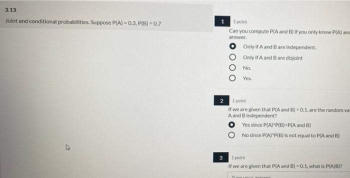 Solved 3.13 Joint and conditional probabilities. Suppose | Chegg.com