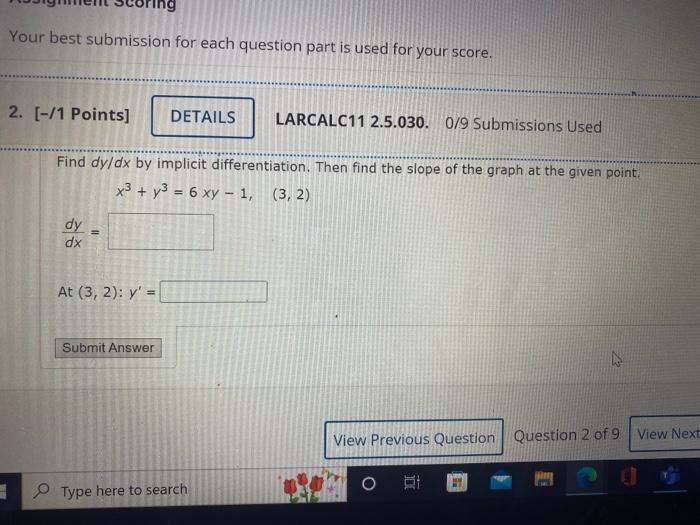 Solved Your best submission for each question part is used | Chegg.com