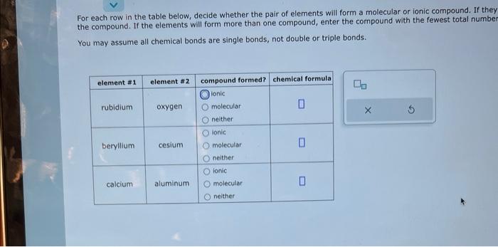 Solved For each row in the table below, decide whether the | Chegg.com