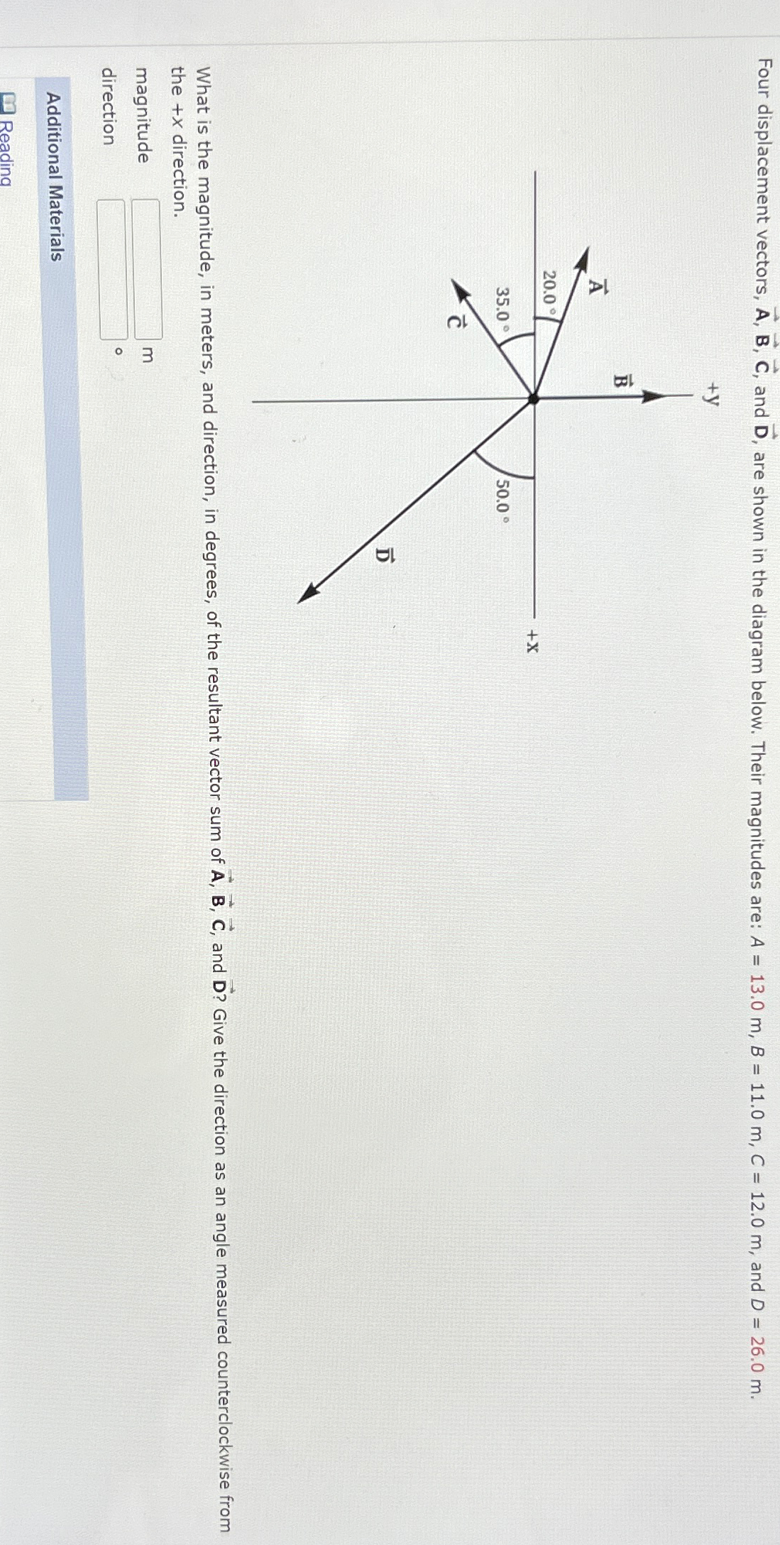 Solved Four displacement vectors, vec(A),vec(B),vec(C), ﻿and | Chegg.com