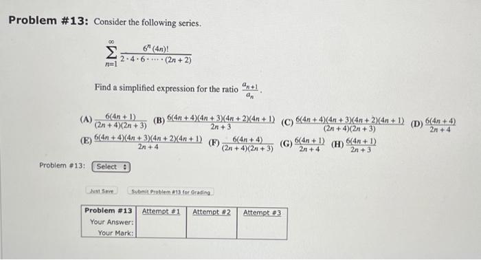 Solved Problem \# 13: Consider the following series. | Chegg.com