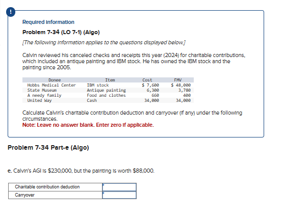 Solved Required informationProblem 7-34 (LO 7-1) (Algo)[The | Chegg.com