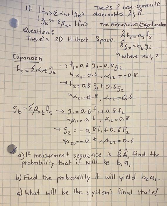 There's 2 non-commute If Ifn> {& nalgk? observables | Chegg.com