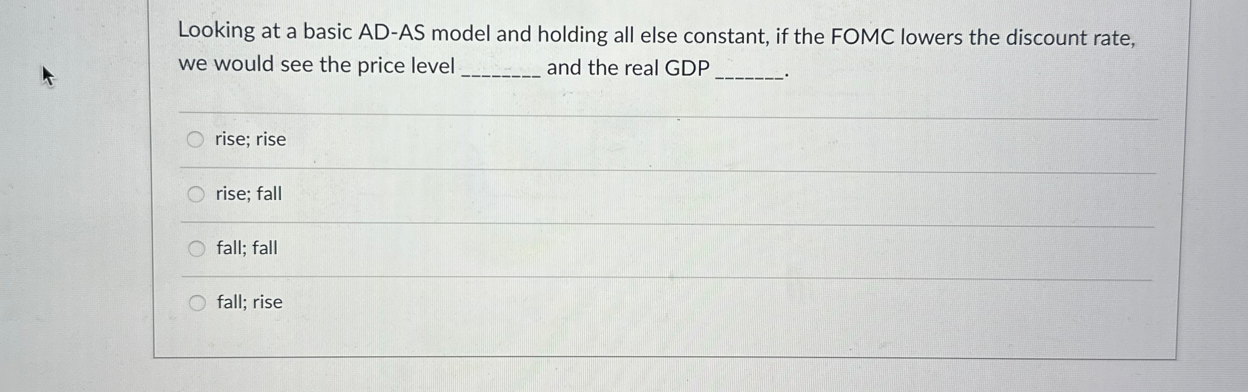 Solved Looking at a basic AD-AS model and holding all else | Chegg.com