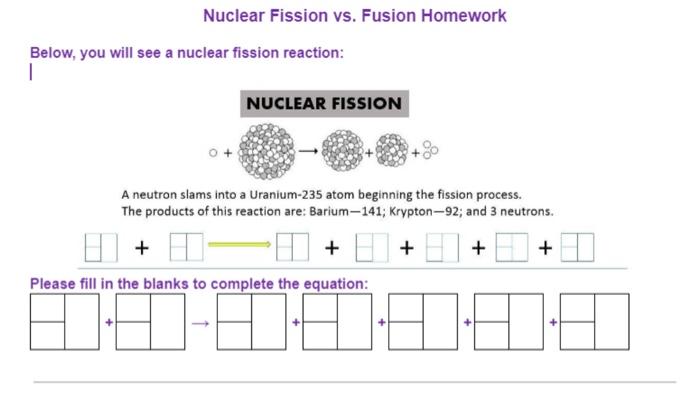 Solved Nuclear Fission vs. Fusion Homework Below, you will | Chegg.com