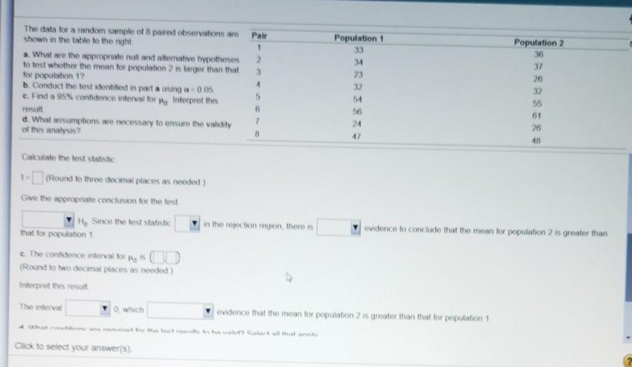 Solved Pair 1 2 Population 1 33 34 23 32 Population 2 36 37 | Chegg.com
