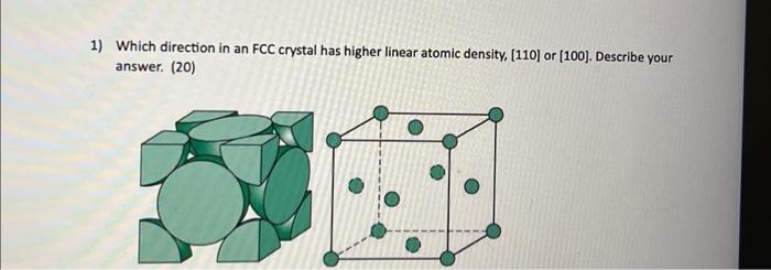 Solved 1 Which Direction In An Fcc Crystal Has Higher