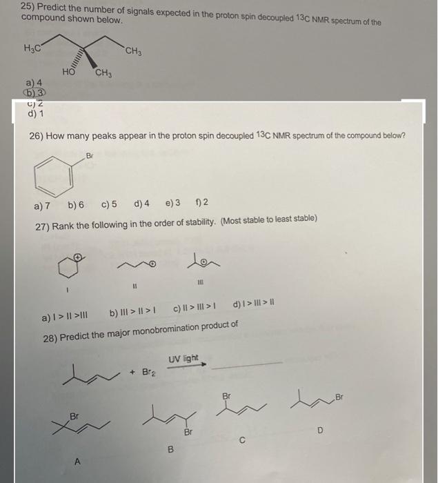 Solved 25) Predict the number of signals expected in the | Chegg.com