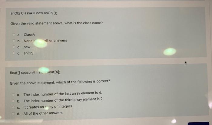 Solved Given a class Student and the above statement, which | Chegg.com