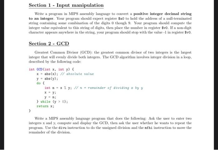 Solved Section 1 - Input manipulation Write a program in | Chegg.com