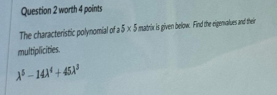 Solved Question 2 ﻿worth 4 ﻿pointsThe characteristic | Chegg.com