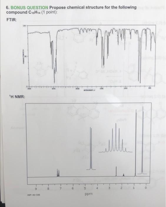 Solved 6. BONUS QUESTION Propose chemical structure for the | Chegg.com