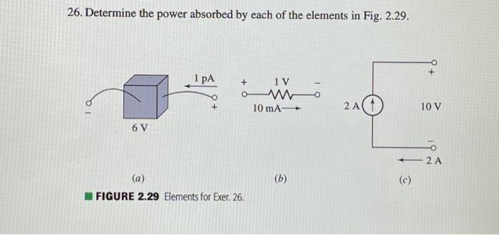 Solved 26. Determine the power absorbed by each of the | Chegg.com