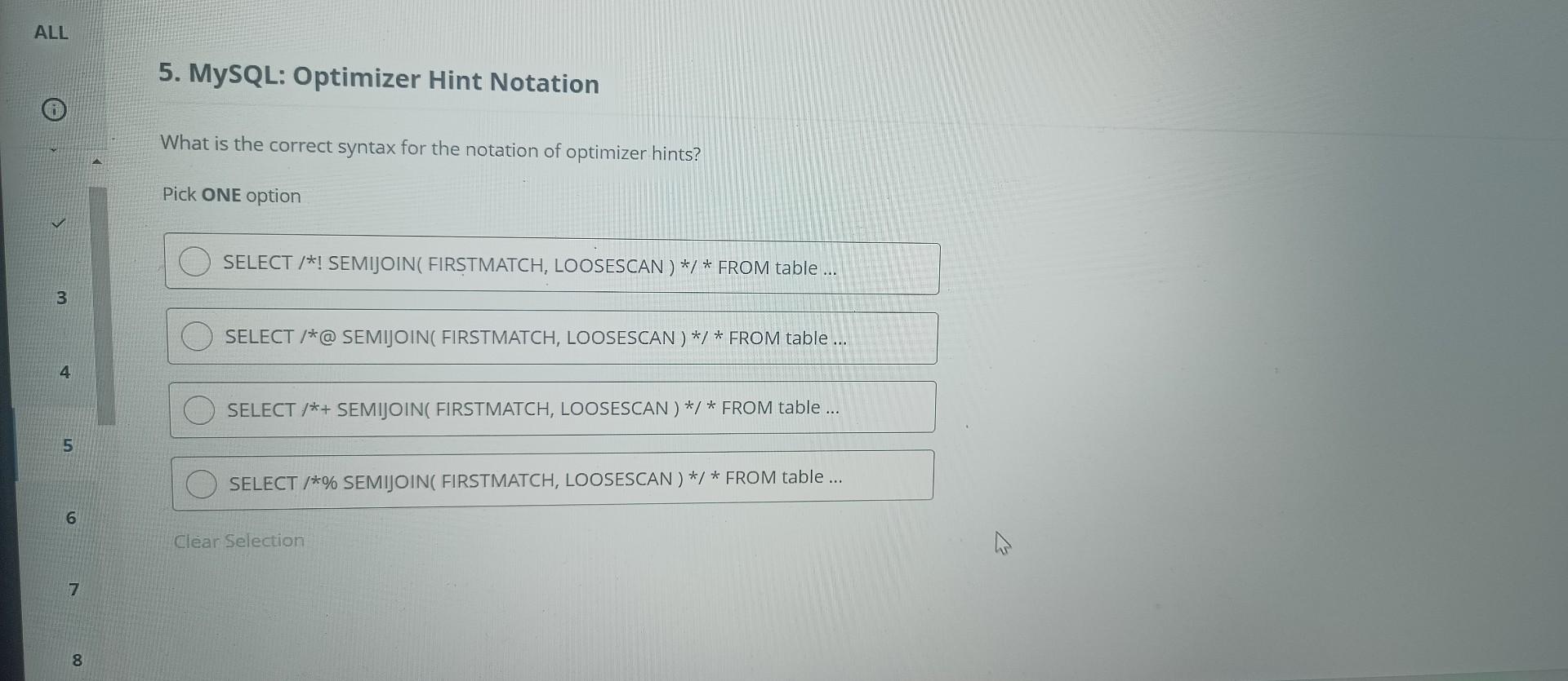 Solved Select the expressions that cause a MySQL error. Pick | Chegg.com