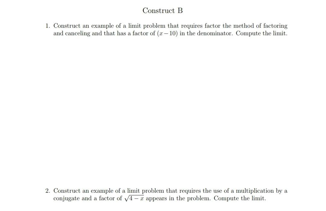 Solved Construct B 1. Construct an example of a limit | Chegg.com