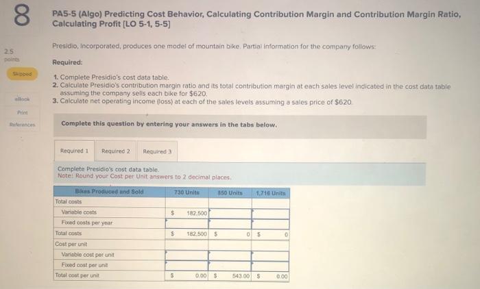 Solved PA5-5 (Algo) Predicting Cost Behavior, Calculating | Chegg.com