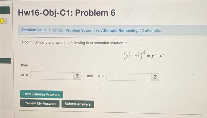 Solved (1 point) Simplify and write the following in | Chegg.com