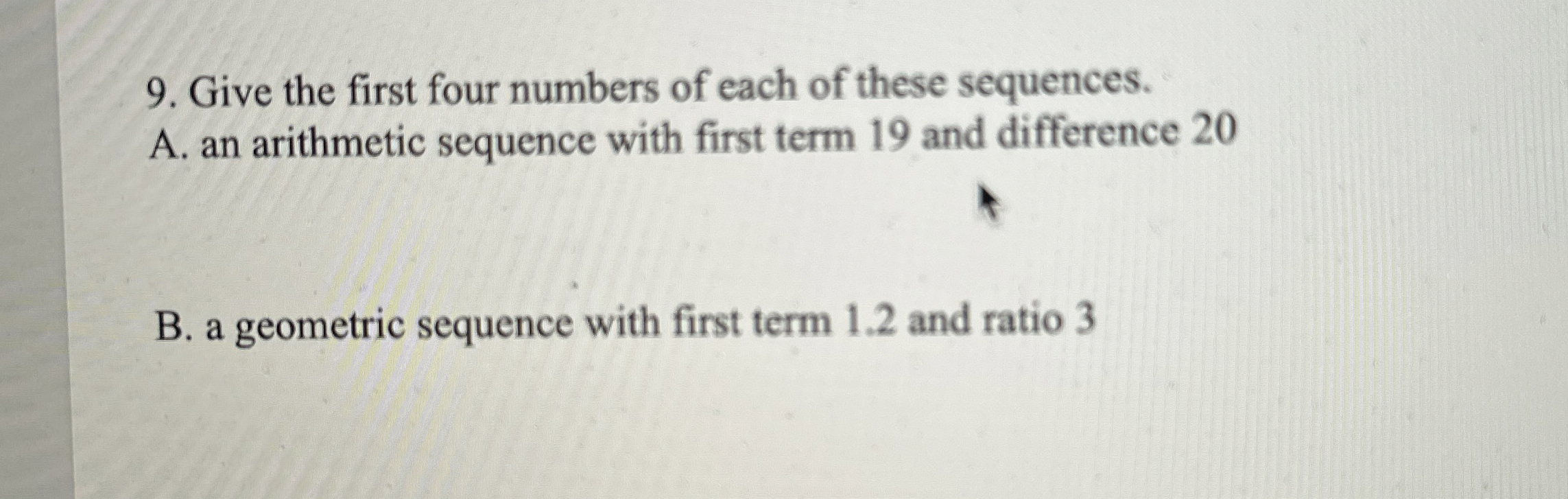 Give the first four numbers of each of these | Chegg.com