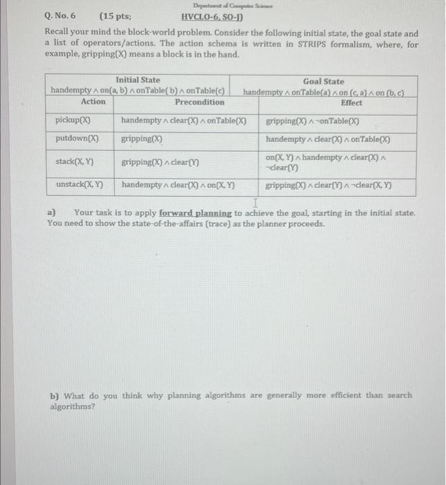 Solved Recall your mind the block-world problem. Consider | Chegg.com