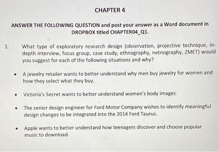 Solved CHAPTER 4 ANSWER THE FOLLOWING QUESTION and post your | Chegg.com