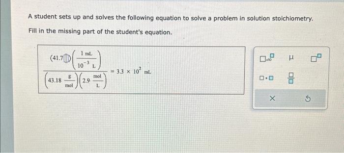 Solved A student sets up and solves the following equation | Chegg.com