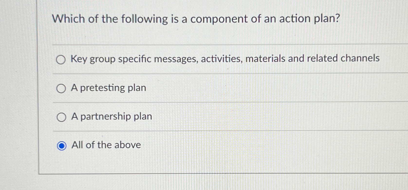 Solved Which of the following is a component of an action | Chegg.com