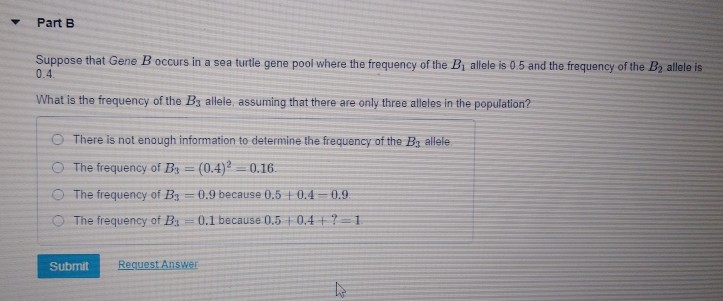 Solved Part B Suppose that Gene B occurs in a sea turtle | Chegg.com