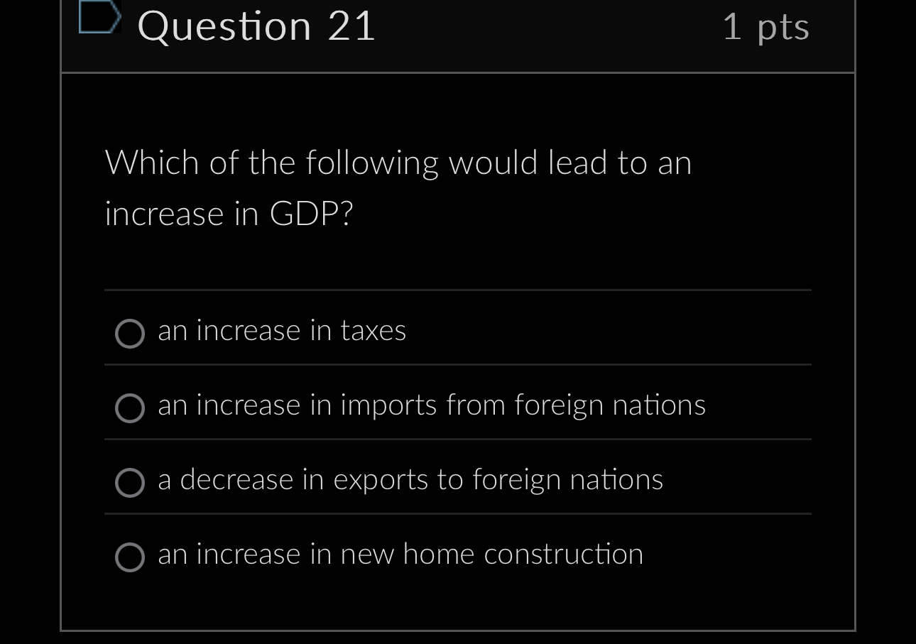 Solved Question 211 ﻿ptsWhich of the following would lead to | Chegg.com