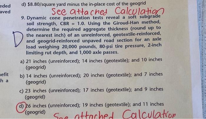 Solved see attached Calculation 9. Dynamic cone penetration | Chegg.com