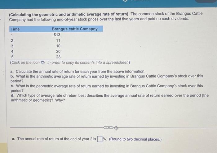 Solved (Calculating the geometric and arithmetic average | Chegg.com