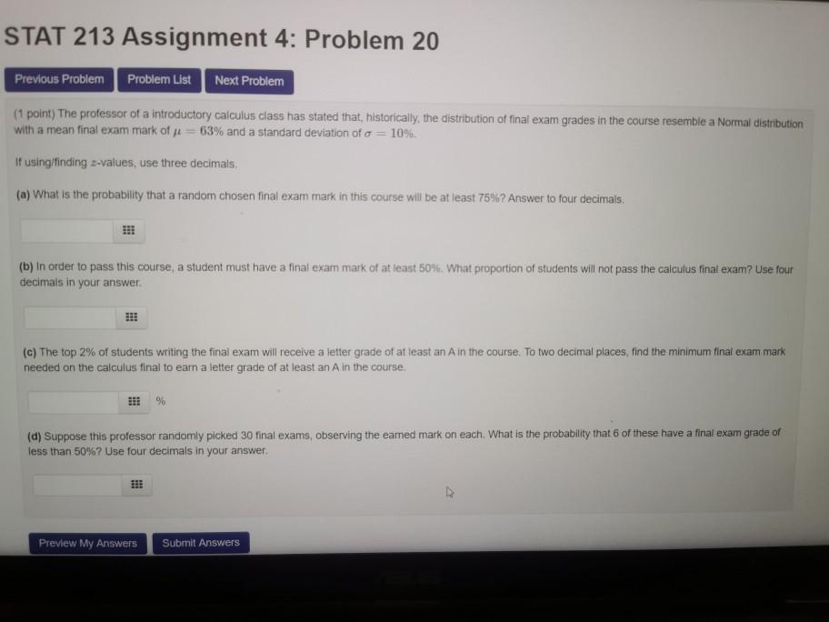 Solved Stat 213 Assignment 4 Problem 20 Previous Problem 8452