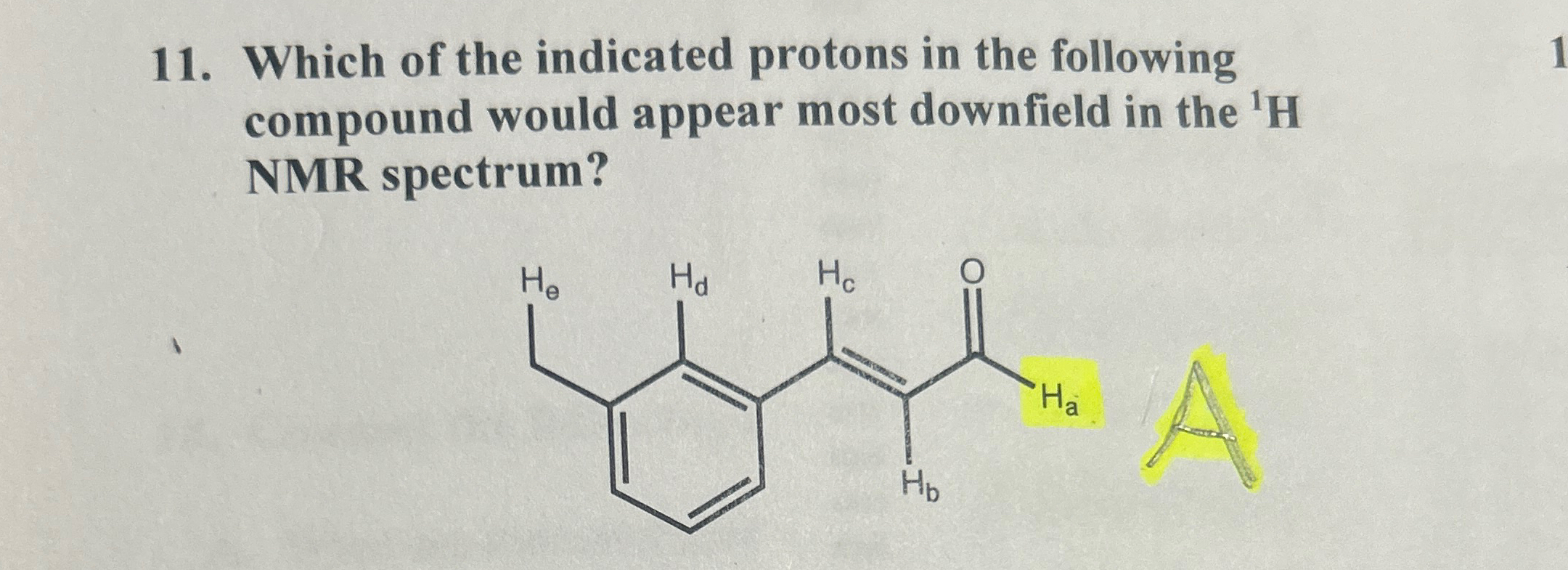 Solved Which of the indicated protons in the following | Chegg.com