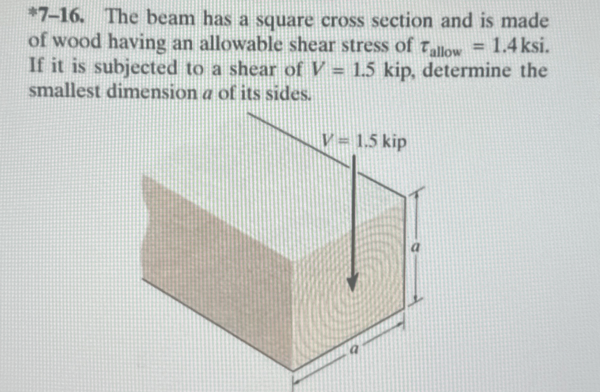 Solved *7-16. ﻿The beam has a square cross section and is | Chegg.com