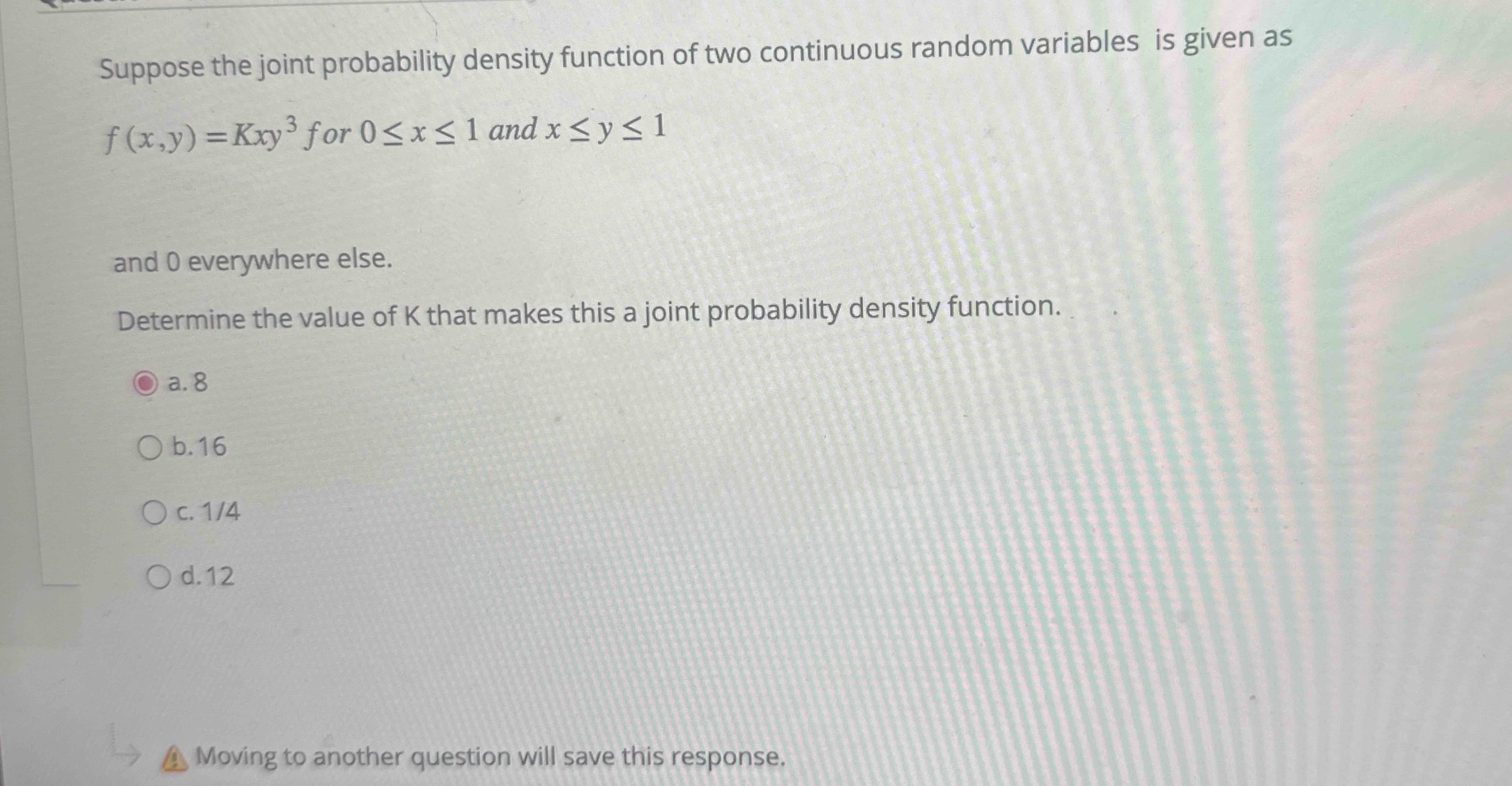 Solved Suppose the joint probability density function of | Chegg.com