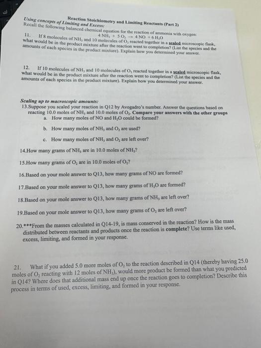 Solved Reaction Stoichiometry and Limiting Reactants (Part | Chegg.com
