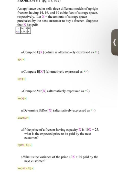 Solved An appliance dealer sells three different models of | Chegg.com