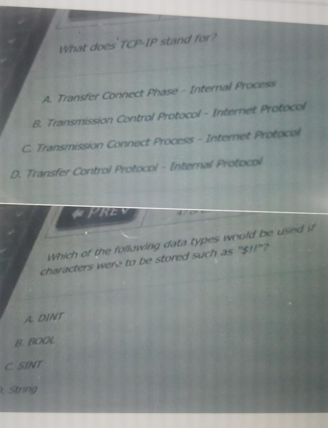 Solved What does TCP-IP stand for? 4. Transfer connect Phase | Chegg.com