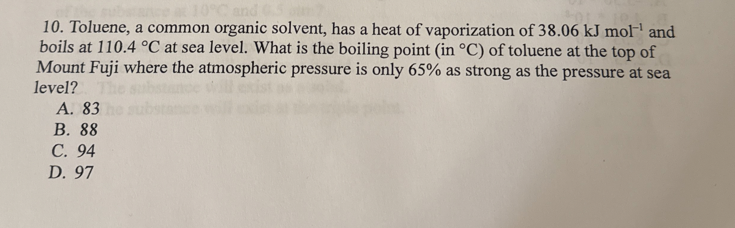 Solved Toluene, a common organic solvent, has a heat of | Chegg.com