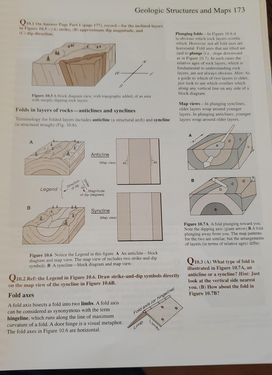 Solved Geologic Structures and Maps 173 Q10.1 On Answer Page | Chegg.com