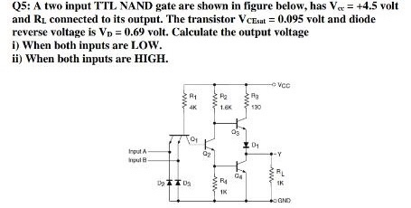 Q5: A two input TTL NAND gate are shown in figure | Chegg.com