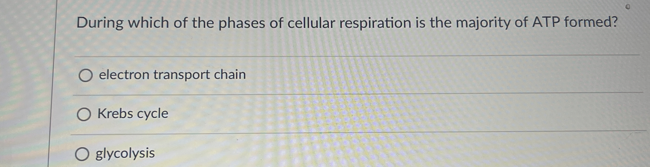 Solved During which of the phases of cellular respiration is | Chegg.com