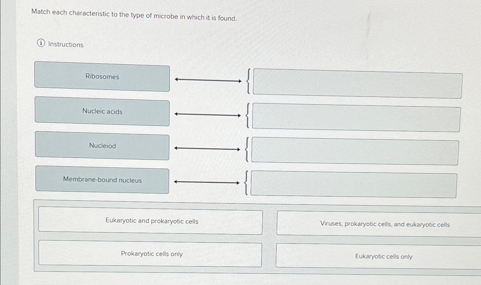 Solved Match each characteristic to the type of microbe in | Chegg.com