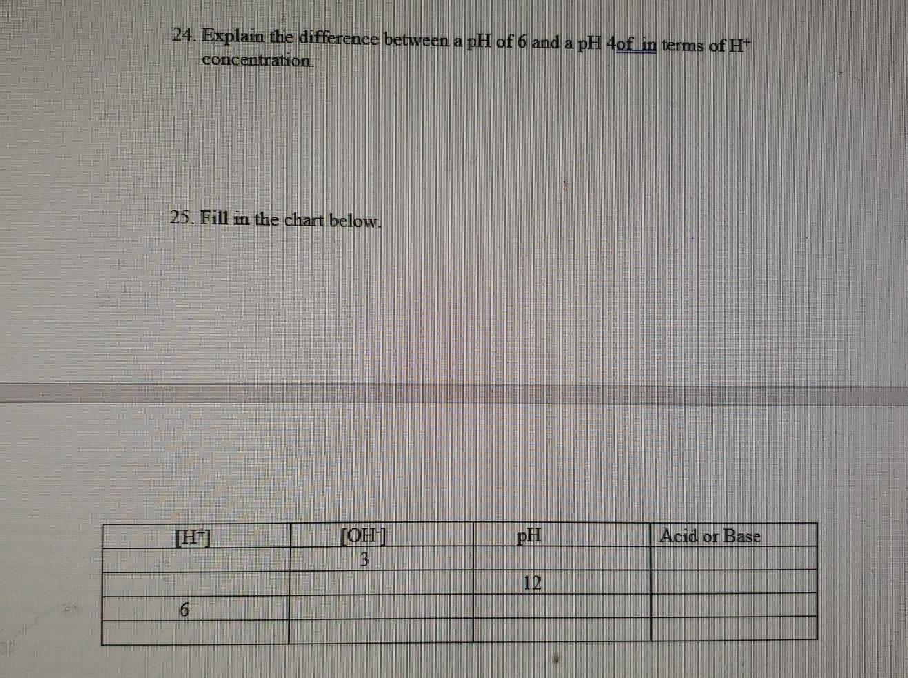Solved 24. Explain the difference between a pH of 6 and a pH | Chegg.com